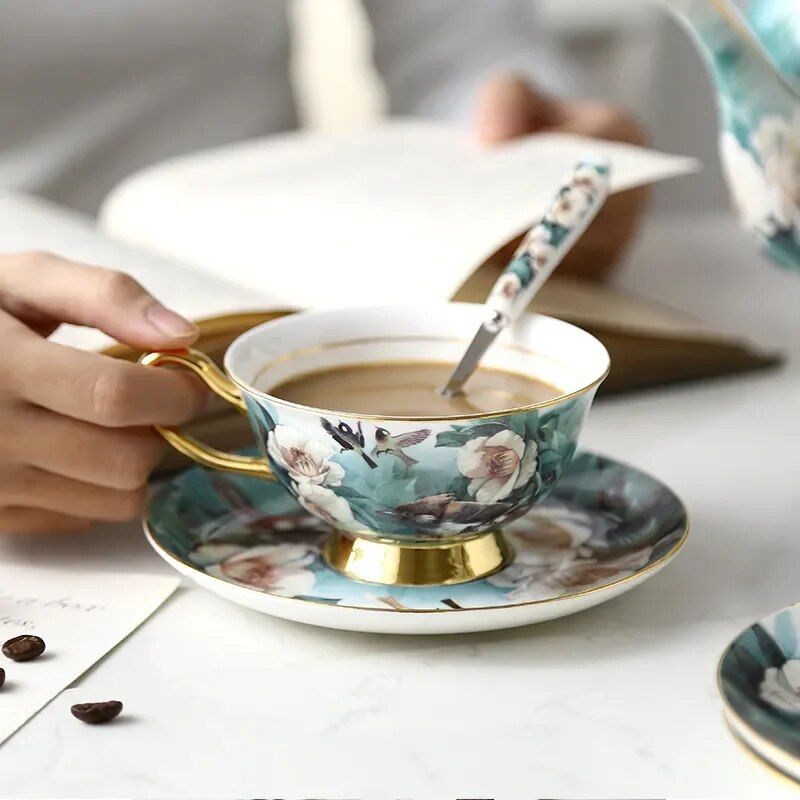 Elegant Bone China Coffee Cup Set with Sugar Jar and Saucer - AutoHighwayAce Online Store