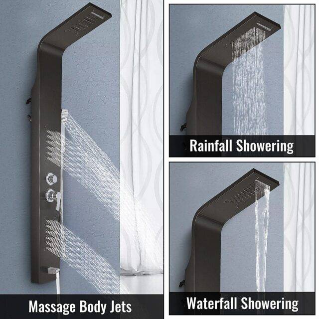 5-in-1 Luxury Shower Panel System - Wall Mounted Rainfall & Waterfall ...