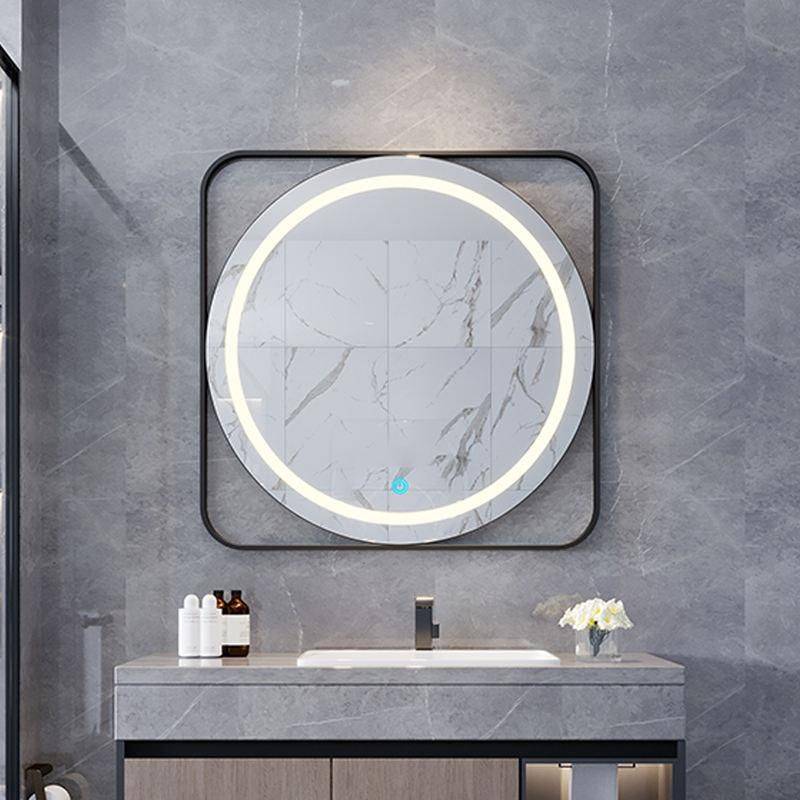 Modern Round LED Illuminated Bathroom Mirror - Fogless Touch Control, 8 ...